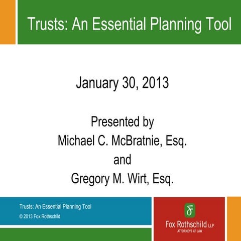 Trusts: An Essential Planning Tool | PPT