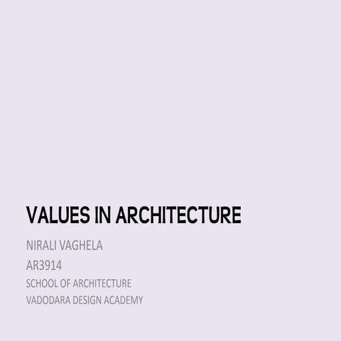 values in architecture | PDF