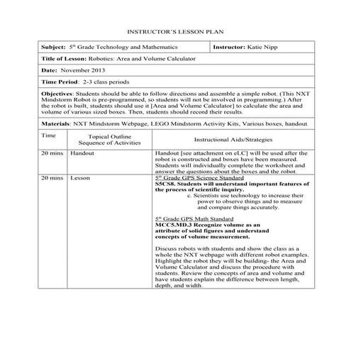 Ex11 lesson plan | DOC