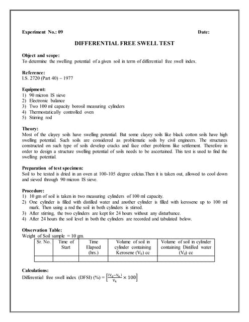 Ex 6 b field density by sand replacement method | DOC | Geology | Science