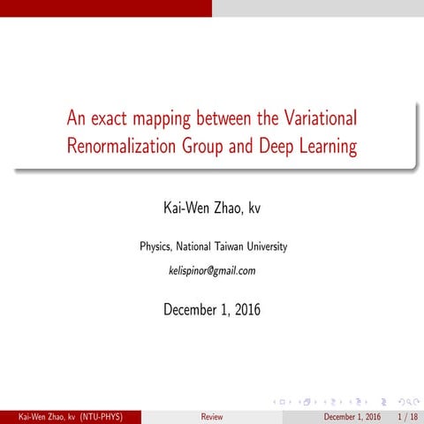 Paper Review An Exact Mapping Between The Variational Renormalization