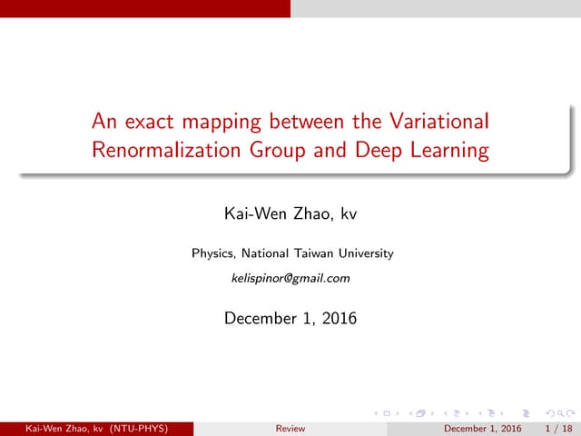 Paper Review An Exact Mapping Between The Variational Renormalization