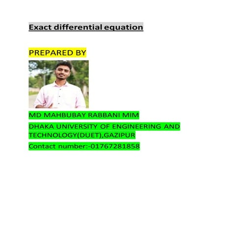 Exact differential equation | PDF