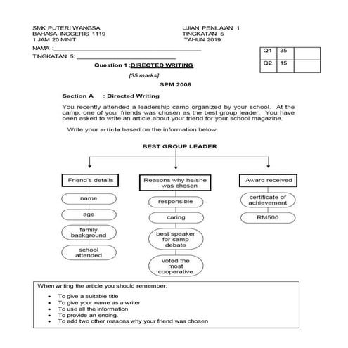 english form 5 monthly test | PDF