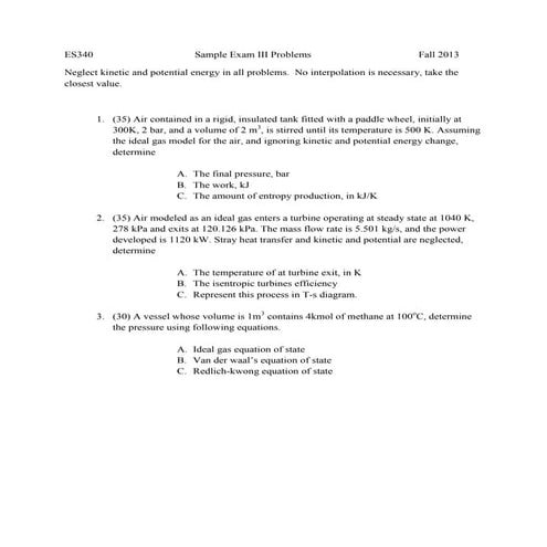 Exam 3 sample problems | PDF