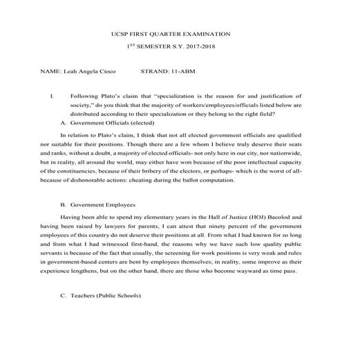 Exam Essay about Government | PDF