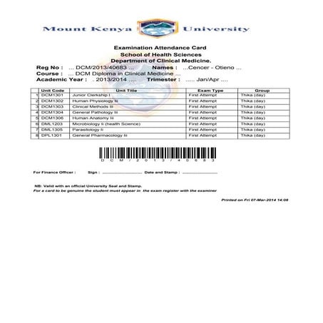 Exam card1003 2013 (3) | PDF