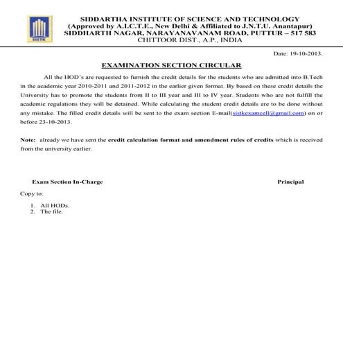 Exam cell circular sistk | DOCX | Educational Assessment | Education