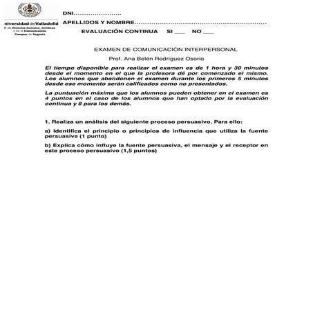 EXAMEN JUNIO COMUNICACIÓN INTERPERSONAL | PDF