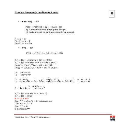 Examen de algebra lineal 9 | PDF