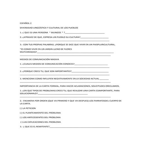 Examen español 2 | DOCX