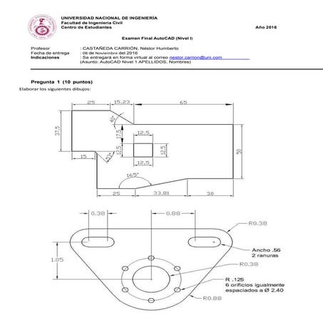 (Parte 1/2) Examen final de AutoCAD Nivel I | PDF
