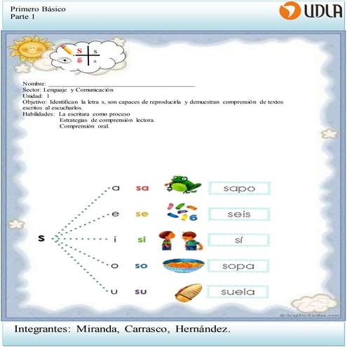 Examen lecto letra s | DOCX
