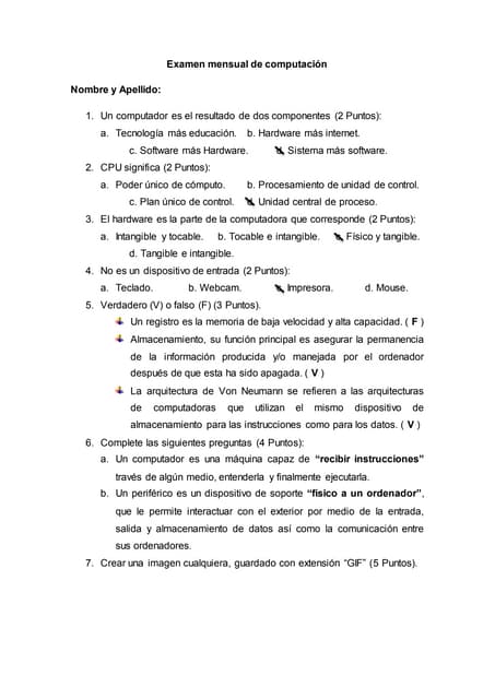 Examenes de computacion | PDF