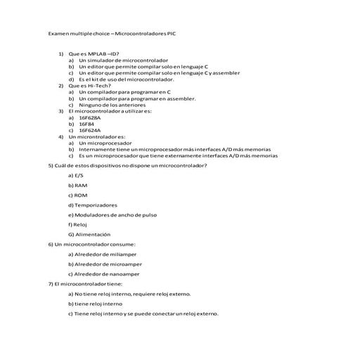 Examen multiple choice | DOCX