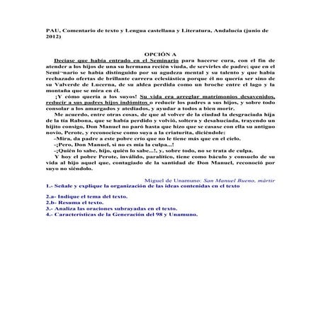 Examen san manuel bueno mártir | DOCX