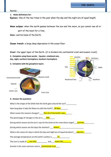 Seasons (worksheet) | PDF | Geography | Science