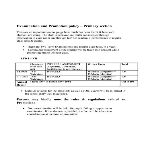 Examination and promotion policy 2011-'12 (Shiv Ashish) | DOCX