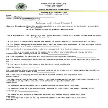 Examination format for checking | DOCX