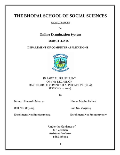 Online Quiz System Project Report | DOCX