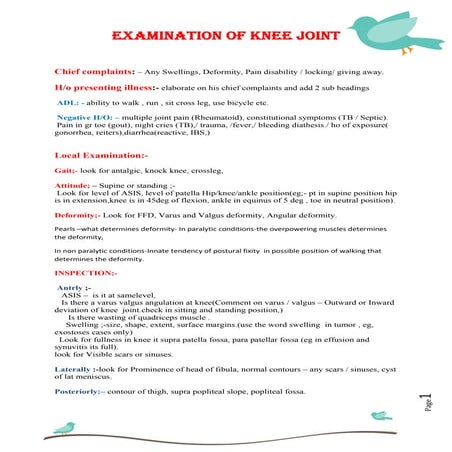 Examination of knee joint | PDF