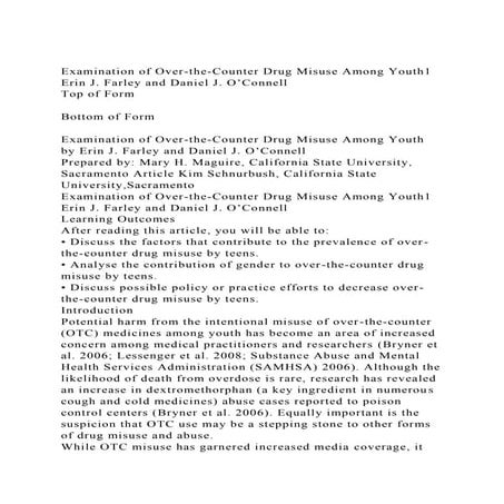 Examination of Over-the-Counter Drug Misuse Among Youth1 Erin J. F.docx