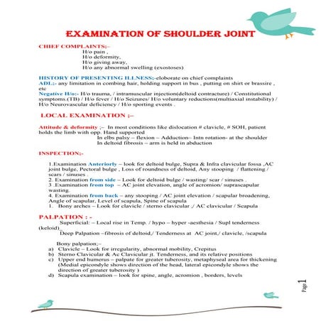 Examination of shoulder joint | PDF
