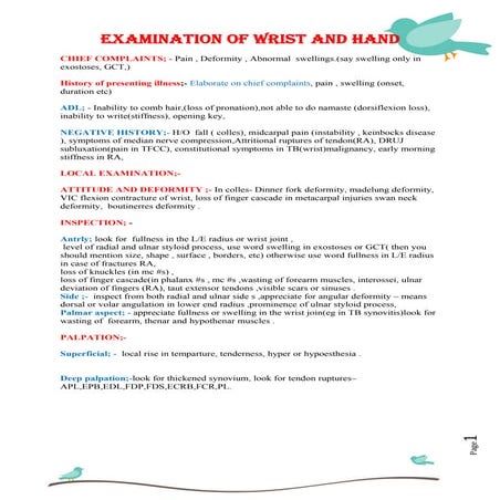 Examination of wrist and hand | PDF