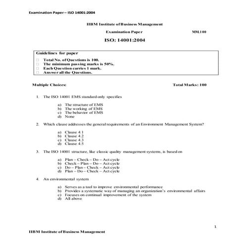 Examination paper of_iso_14001 | DOCX