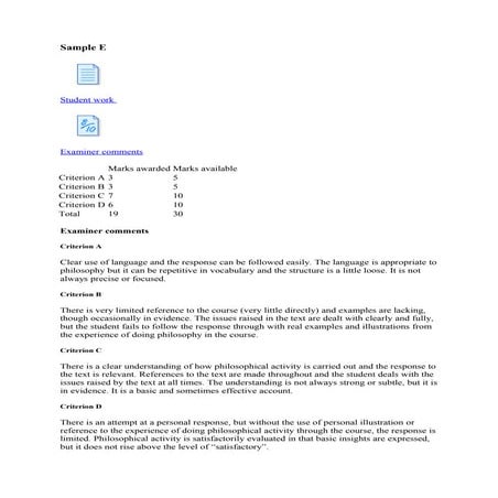 Examiner feedback samples | DOC