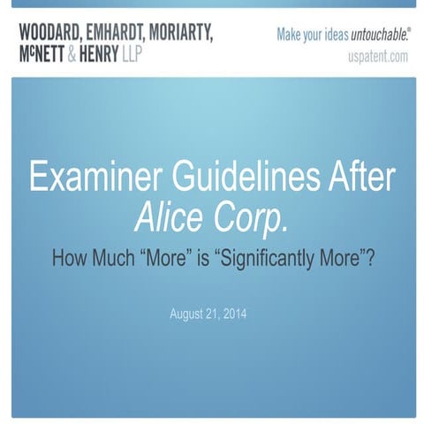 Patent Examination Examiner Guidelines on Alice | PPT