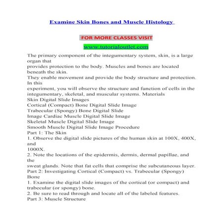 Examine skin, bones and muscle histology | DOC