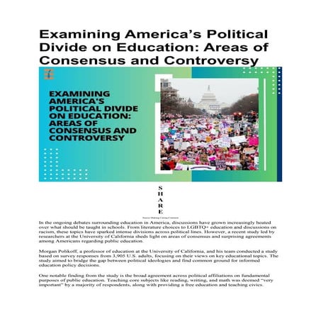 Examining America's Political Divide on Education: Areas of Consensus ...