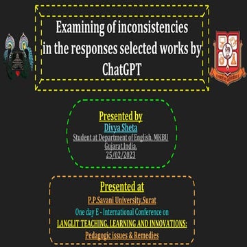 Examining of inconsistencies in the responses selected works by ChatGPT | PPT
