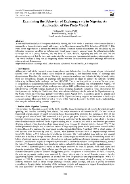 Exchange Rate Deregulation and Nigeria’s Industrial Output (1970-2015) | PDF