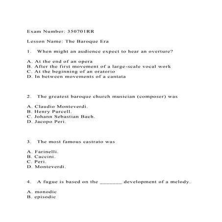 Exam Number 350701RR Lesson Name The Baroque Era1. Whe.docx | Opera ...