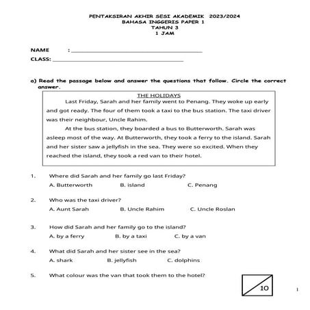 EXAMINATION PAPER YEAR THREE PAPER 1 2024/2025 | DOCX