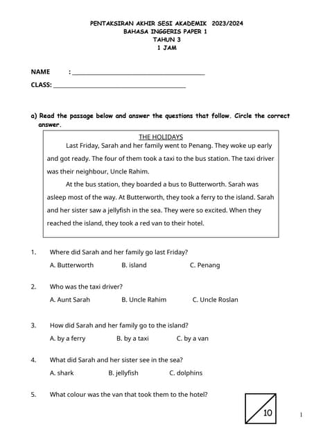 english test-year-3-paper-2 | DOCX | Standardized Testing | Educational ...