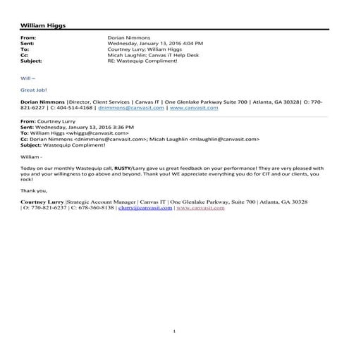 Email praising work ethic 3 | PDF