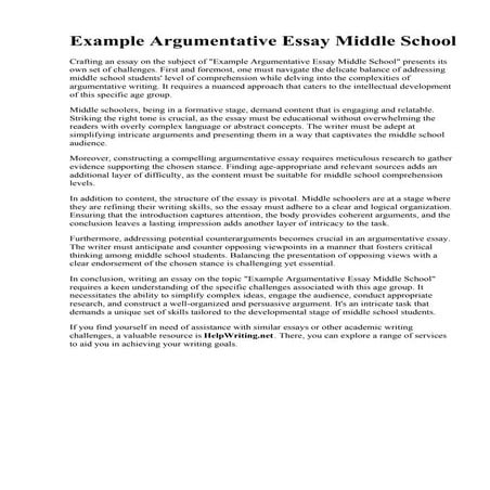 Example Argumentative Essay Middle Schoolpdfexample Argumentative Essay Middle School Pdf