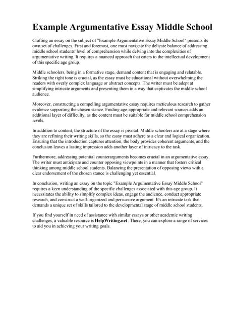 Example Argumentative Essay Middle Schoolpdfexample Argumentative Essay Middle School Pdf