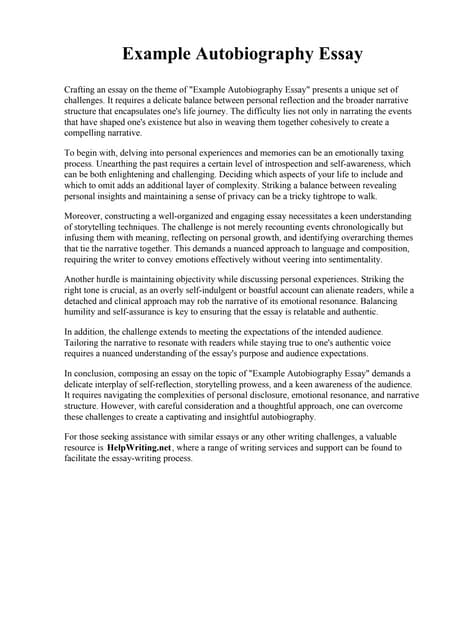 Autobiography Essay Format | PDF