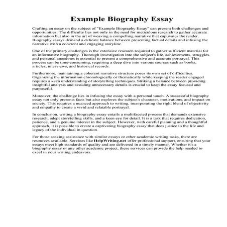 Example Biography Essay. ️ Personal biography essay examples. Sample ...