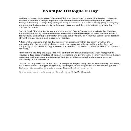 Example Of Dialogue Essay. Lindenwood University | PDF