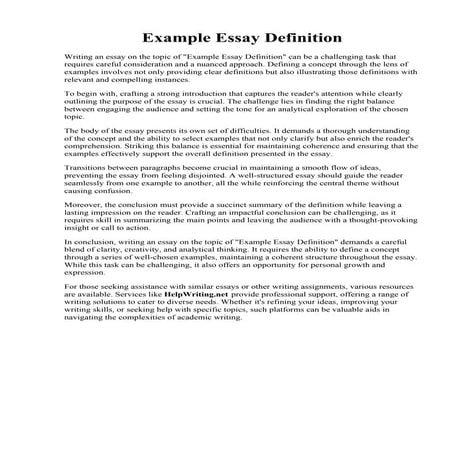 Example Essay Definition | PDF | Homework and Study | Education
