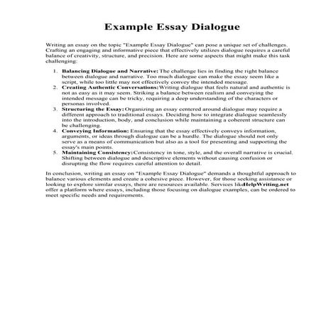 Example Of Dialogue Essay. Lindenwood University | PDF