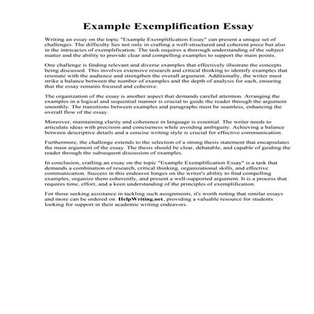 Example Exemplification Essay | PDF | Homework and Study | Education