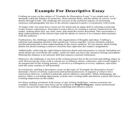 Example For Descriptive Essay | PDF