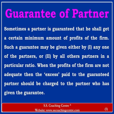 Example Guarantee of Partner CHAPTER 1 CLASS XII | PPT