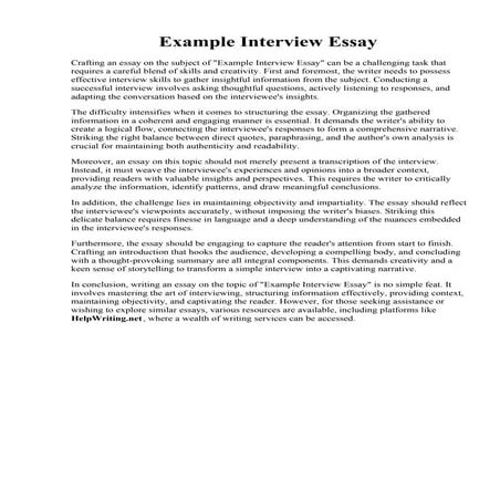 Example Interview Essay | PDF | Soccer | Sports